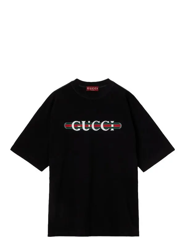 Gucci Printed Cotton Jersey T-shirt - Black