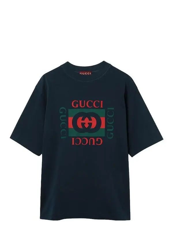 Gucci Printed Cotton Jersey T-shirt - Blue