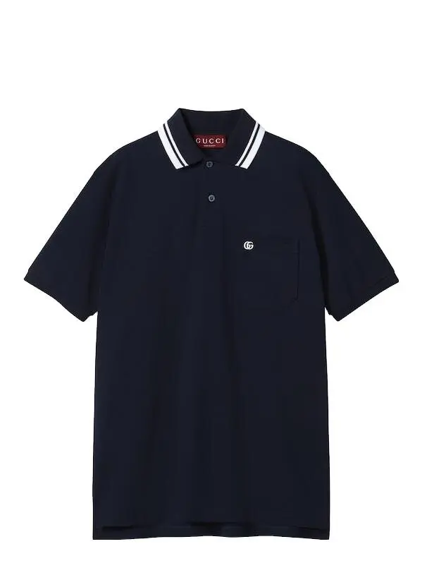 Gucci Cotton Polo Shirt With Embroidery - Blue