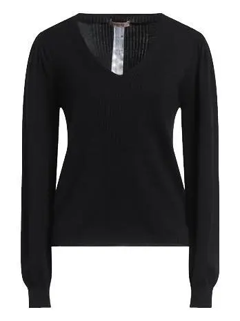TWINSET Long Sleeve V-neck Sweater - Black