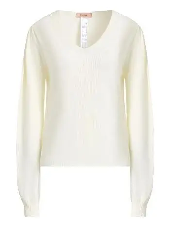 TWINSET Long Sleeve V-neck Sweater - White