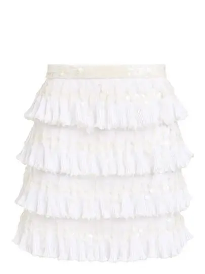 Elisabetta Franchi Tiered Sequined Mini Skirt - Ivory