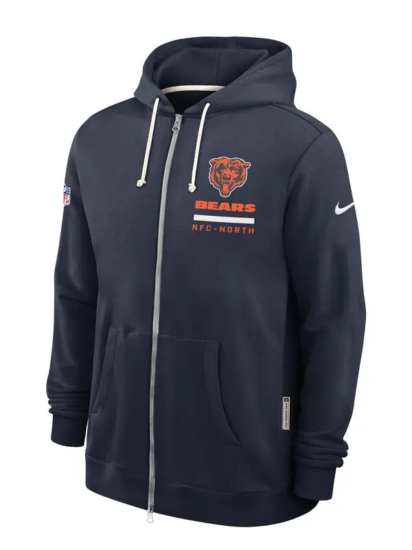 Nike Chicago Bears Utility Player Sideline Dri-fit Nfl Full-zip Hoodie - Blue