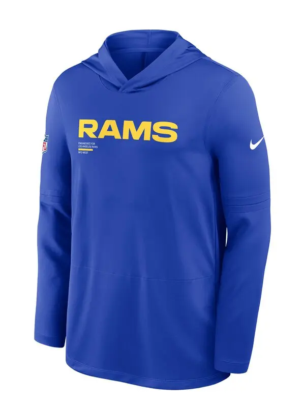 Nike Los Angeles Rams Pure Fury Sideline Dri-fit Nfl Long-sleeve Hooded Top - Blue