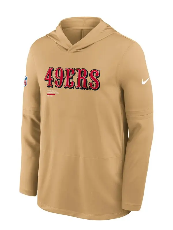 Nike San Francisco 49ers Sideline Dri-fit Nfl Long-sleeve Hooded Top - Yellow
