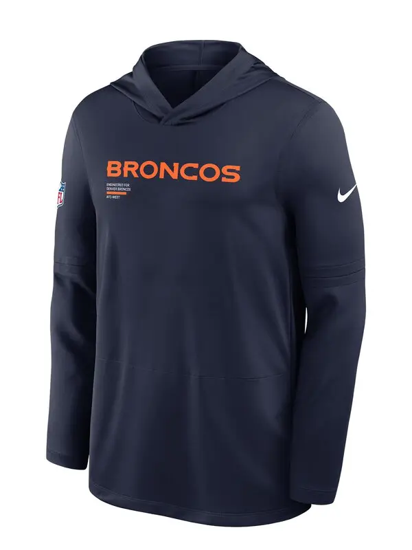 Nike Denver Broncos Pure Fury Sideline Dri-fit Nfl Long-sleeve Hooded Top - Blue