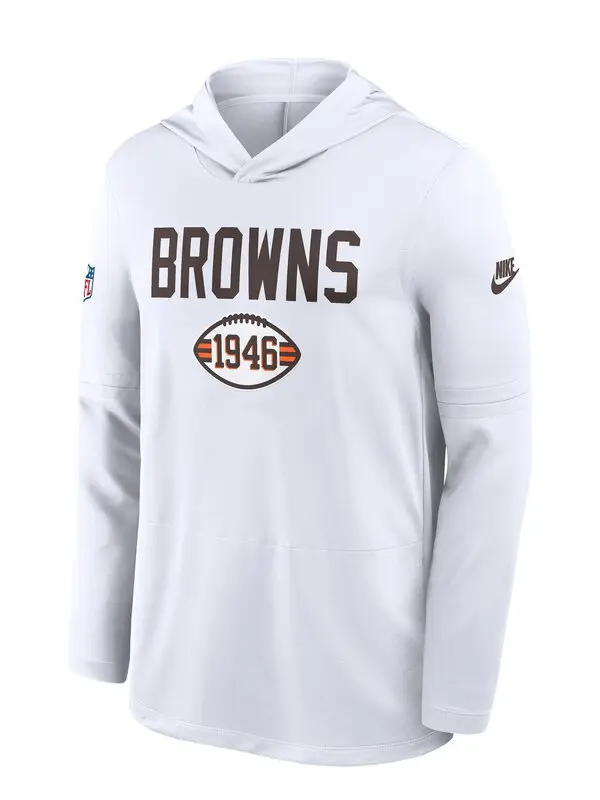 Nike Cleveland Browns Pass Accuracy Dri-fit Nfl Long-sleeve Hooded Top - White