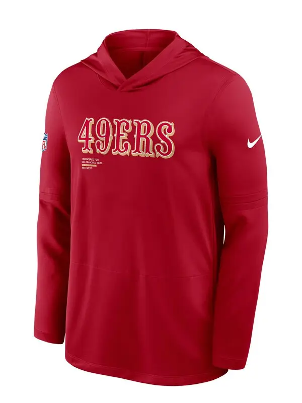 Nike San Francisco 49ers Pure Fury Sideline Dri-fit Nfl Long-sleeve Hooded Top - Red