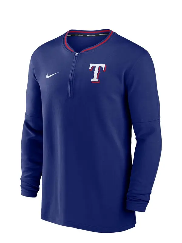 Nike Texas Rangers Authentic Collection Dri-fit Mlb 1/2-zip Long-sleeve Top - Blue