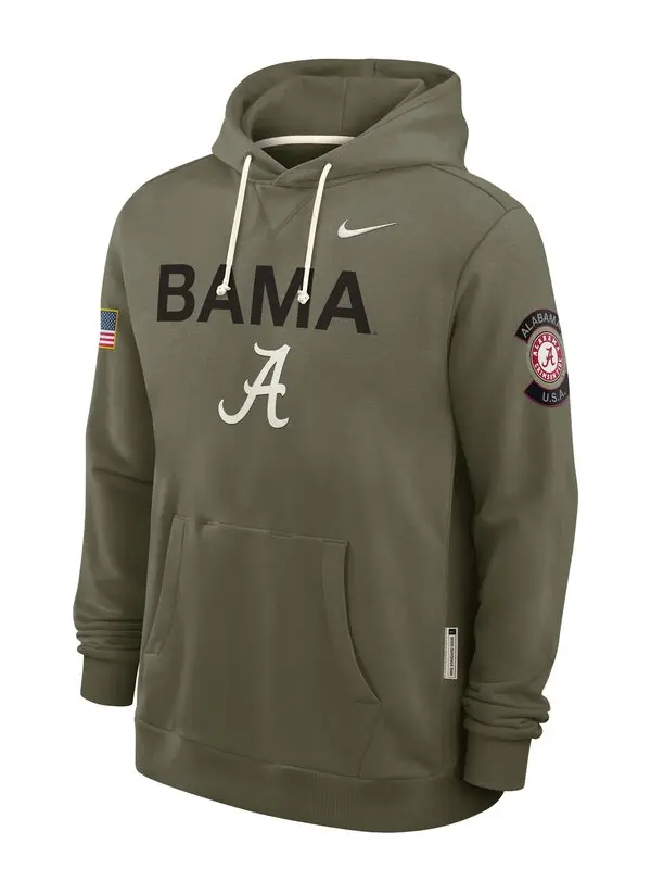 Nike Alabama 2025 Military Appreciation Dri-fit College Pullover Hoodie - Green