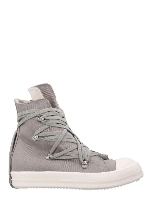 Rick Owens Megalace Sneaks In Overdyed Denim - Dirty Pearl