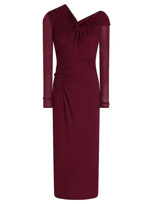 Diane Von Furstenberg Twisted Stretch-jersey And Mesh Midi Dress - Burgundy