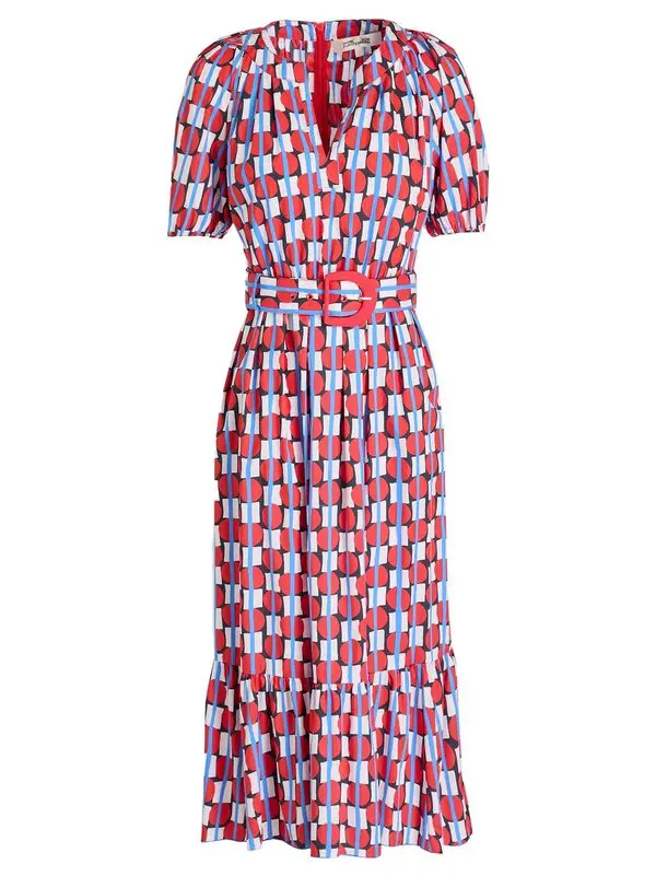 Diane Von Furstenberg Lindy Printed Cotton-blend Poplin Midi Dress - Tomato Red