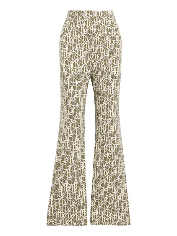 Diane Von Furstenberg Printed Flared Stretch-jersey Pants - Army Green