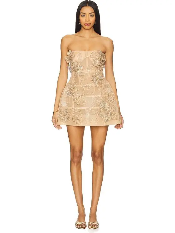 Retrofete Katarina Mini Dress - Nude & Gold