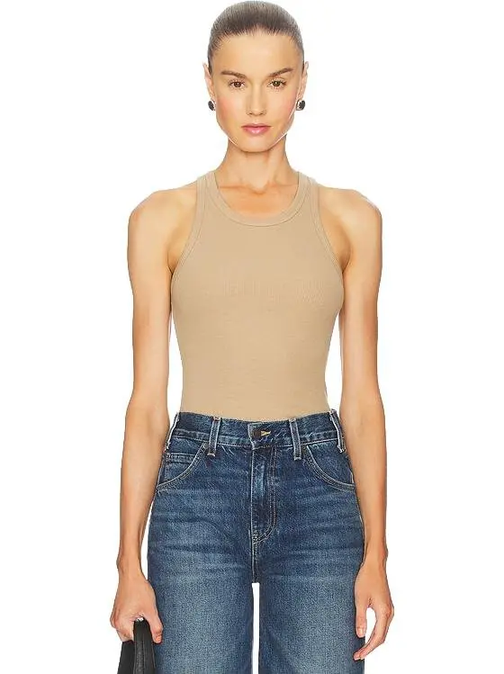 Eterne High Neck Fitted Tank - Taupe