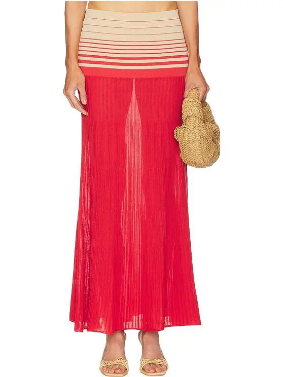 Faithfull The Brand Citara Knit Maxi Skirt - Accordion Stripe Amber Fawn