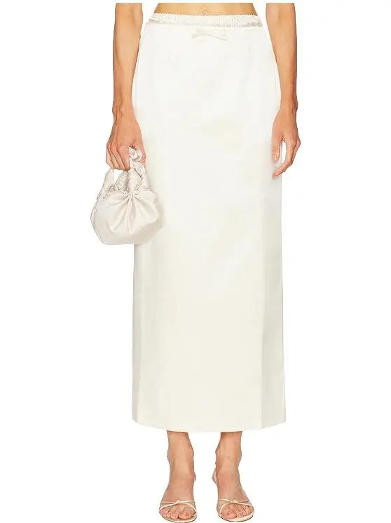 Courtney Zheng Irene Wool Silk Duchesse Midi Skirt - Ivory