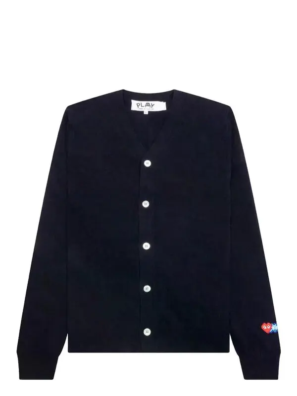 Play Comme Des Garcon X The Artist Invader Heart-patch Cardigan - Blue