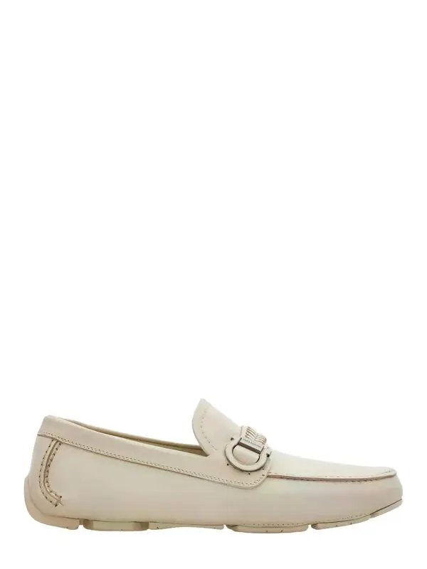 FERRAGAMO Woven-strap Gancini Ornament Loafers - Neutrals