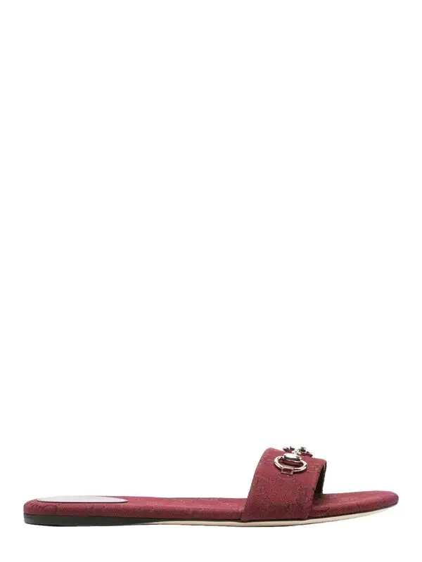 Gucci Horsebit Monogram Sandals - Red