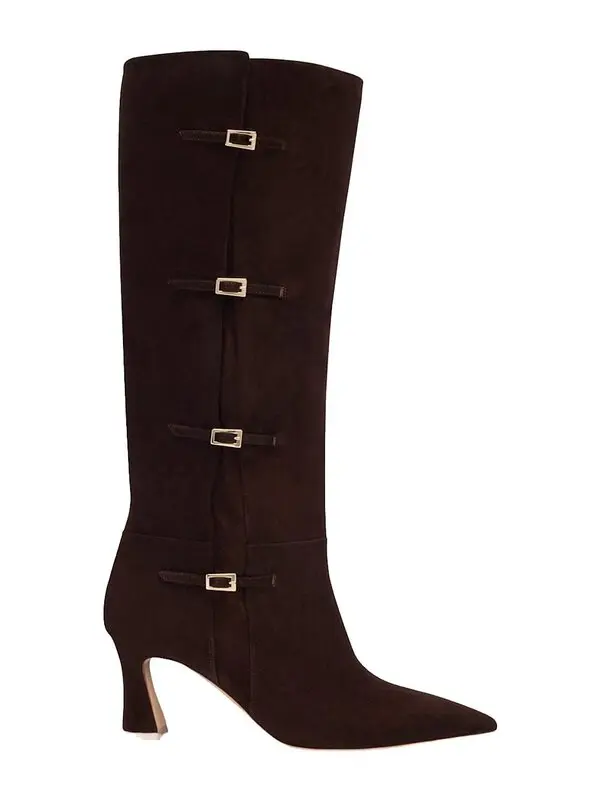 MALONE SOULIERS Nolan Suede Knee Boots - Ebony