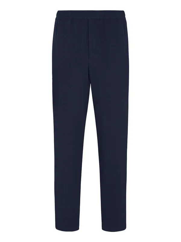 Giorgio Armani Cupro And Viscose Trousers With Micro Chevron Motif - Blue