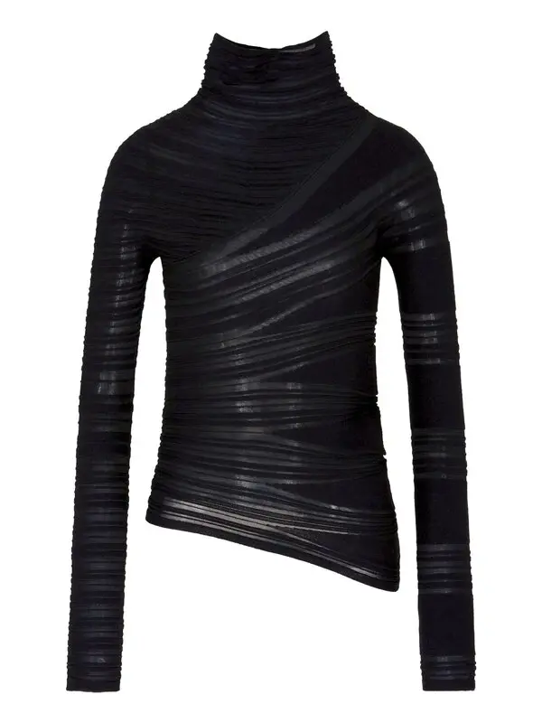 Giorgio Armani Viscose And Virgin Wool Mock-neck Jumper - Black