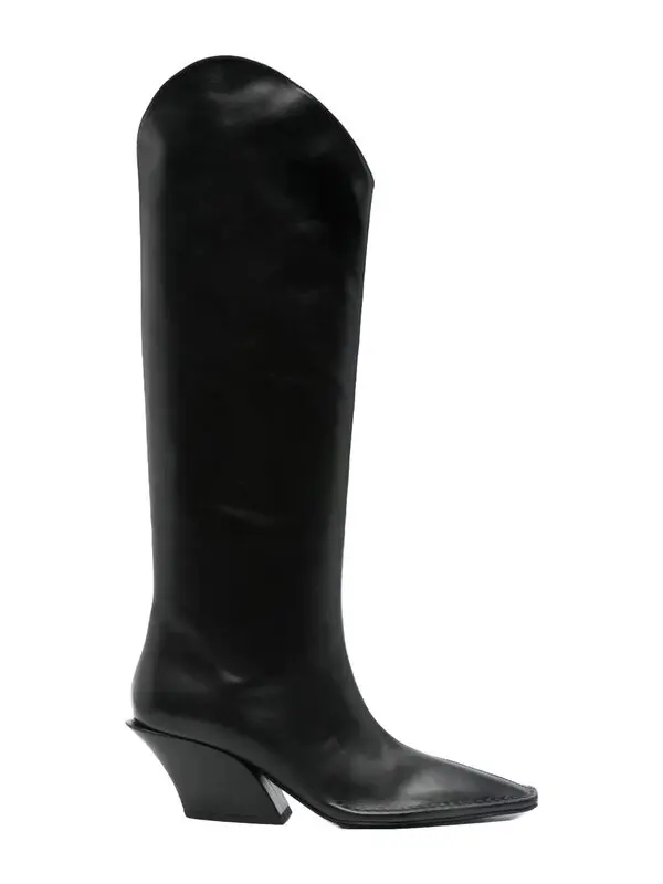 MUGLER 80mm Pointed-toe Calf Leather Boots - Black