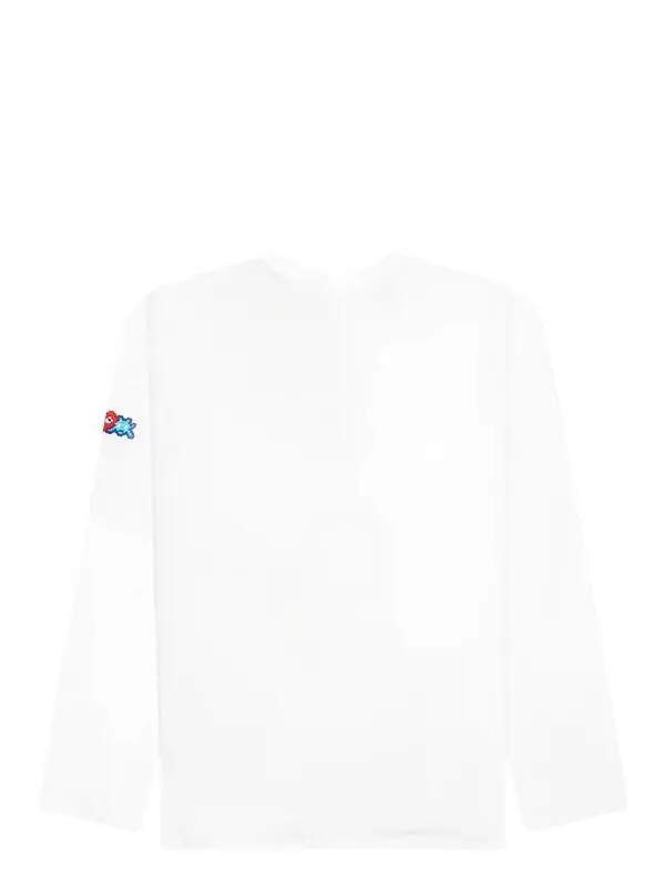 Play Comme Des Garcon X The Artist Invader Heart-patch Long-sleeve T-shirt - White