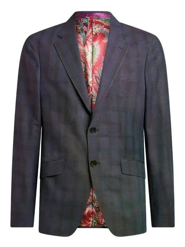Etro Check-pattern Wool Suit - Blue