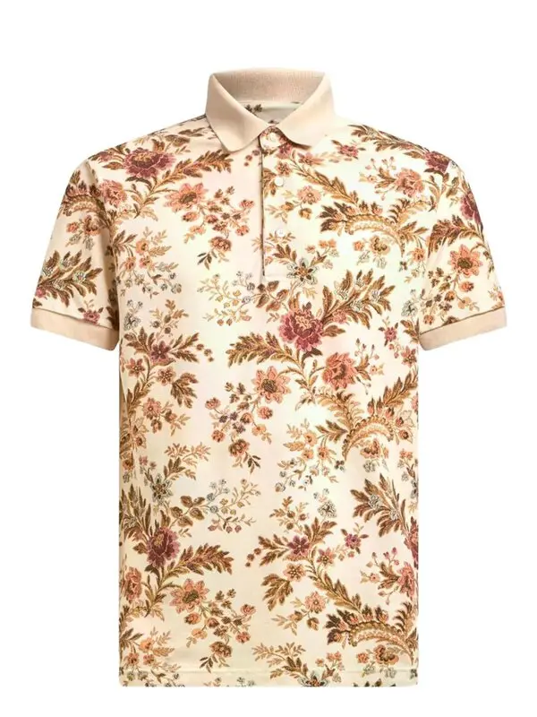 Etro Floral-print Polo Shirt - Neutrals