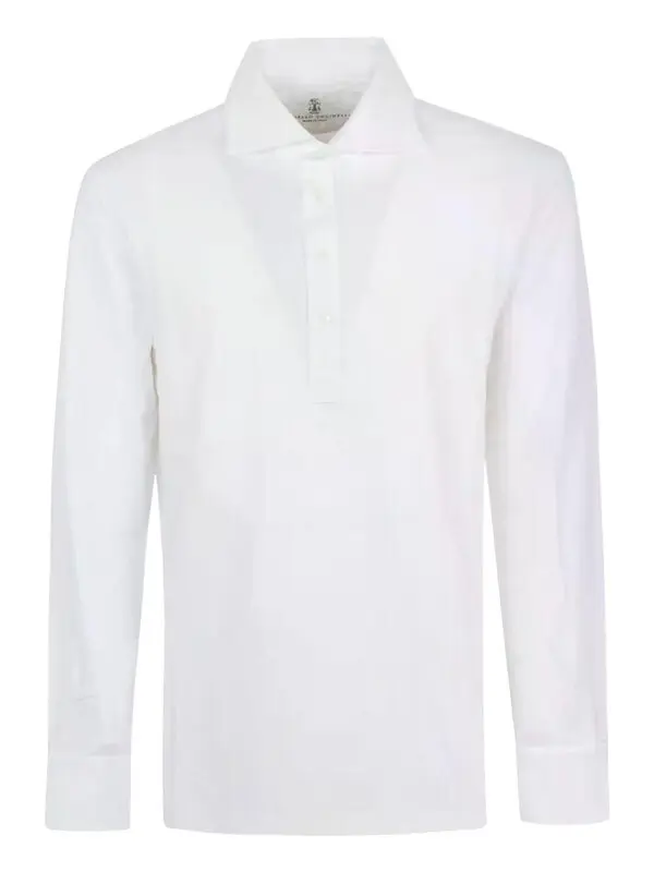 Brunello Cucinelli Long-sleeved Cotton Polo Shirt - White