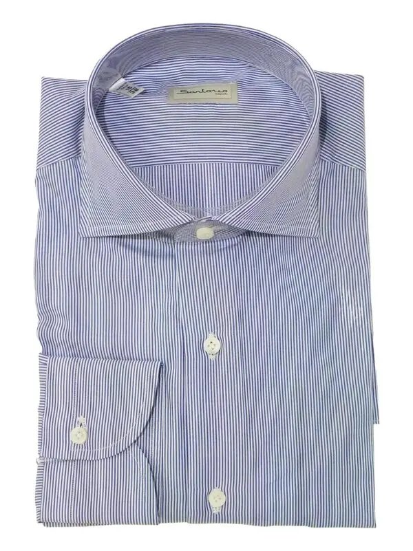 SARTORIO NAPOLI Micro-stripe Cotton Shirt - Blue