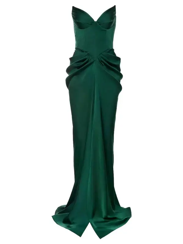 ANA RADU Corset Draped Maxi Dress - Green