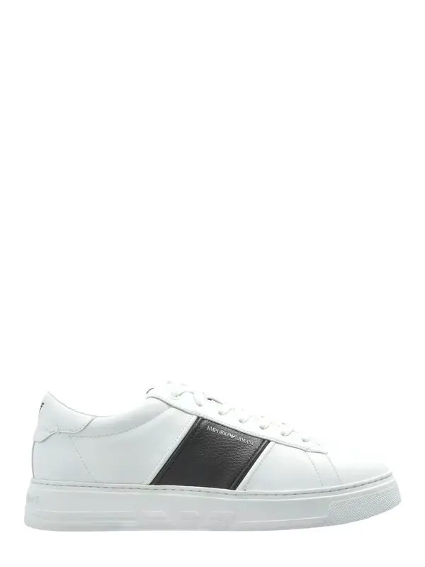 Emporio Armani Leather Panelled Sneakers - White