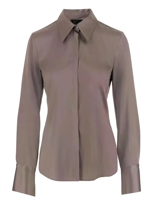 F.IT Pointed-collar Silk Shirt - Brown