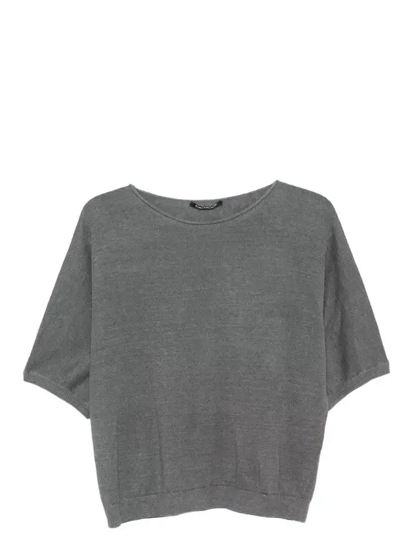 LUISA CERANO Short-sleeve Linen Top - Grey