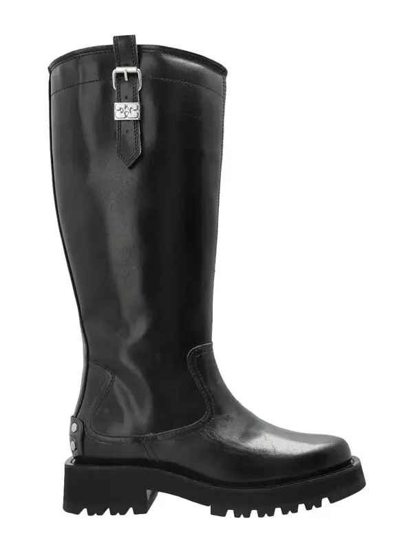 GANNI Buckle-detail Knee-high Boots - Black