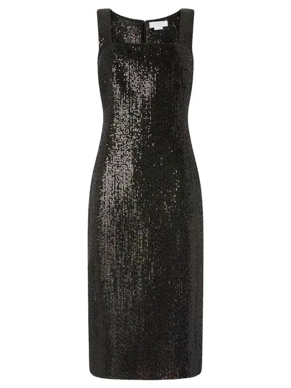 GENNY Sequin Embellished Square-neck Dress - Black