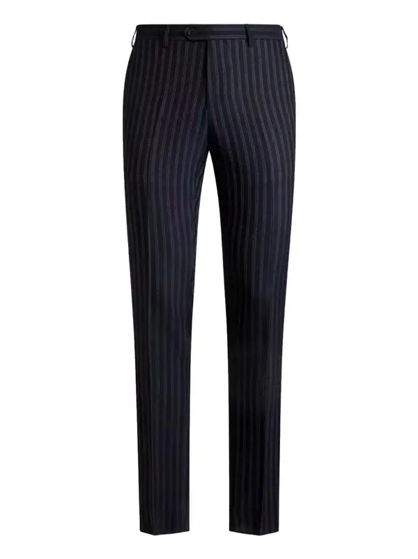 Etro Pinstripe Wool Trousers - Blue