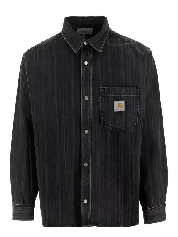 Carhartt Work In Progress Stripe-pocket Cotton Shirt - Black