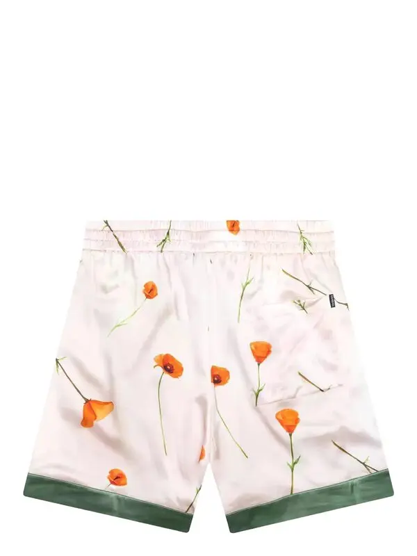 NAHMIAS Poppy-print Silk Shorts - Pink