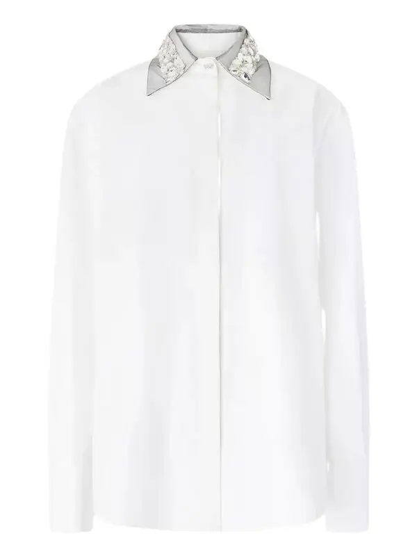 GENNY Crystal-embellished Collar Shirt - White