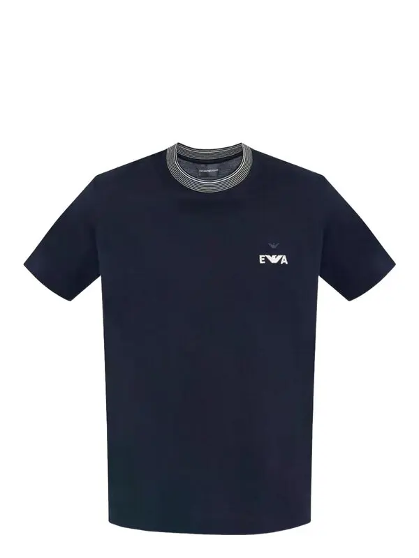 Emporio Armani Logo Ribbed-collar T-shirt - Blue
