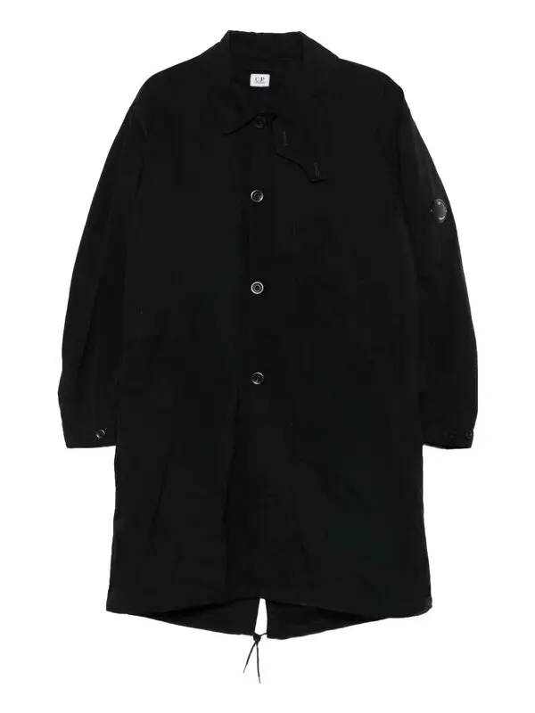 C.P. COMPANY Button-fastening Coat With Lens Detail - Black