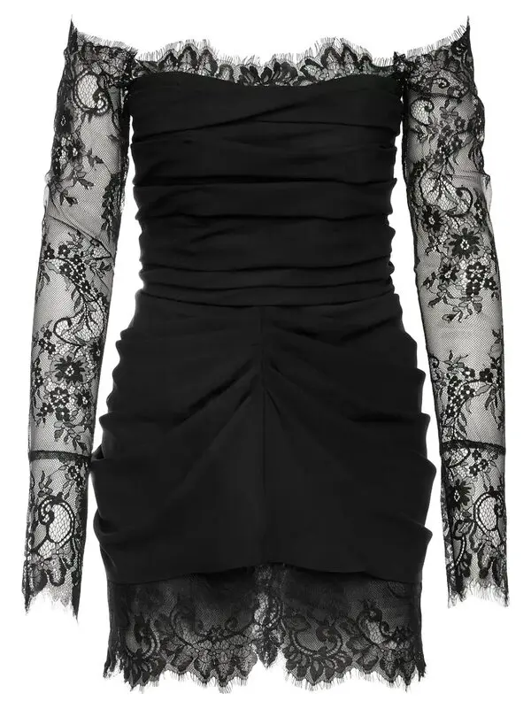ANA RADU Lace-trimmed Mini Dress - Black