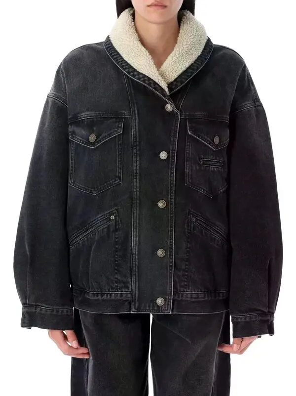 MARANT ETOILE Pimia Sherpa-collar Denim Jacket - Black