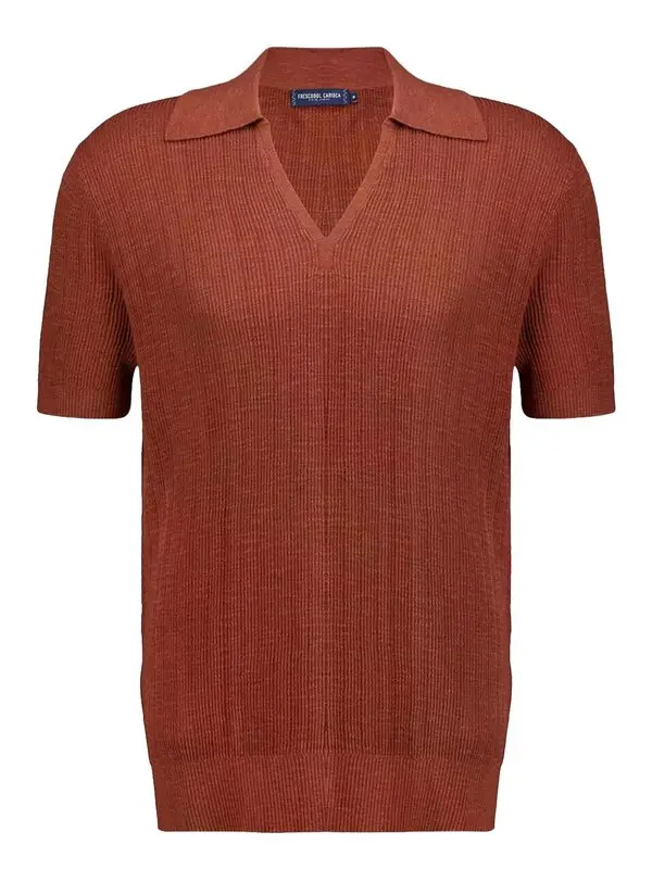 Frescobol Carioca Joaquim Ribbed V-neck T-shirt - Brown