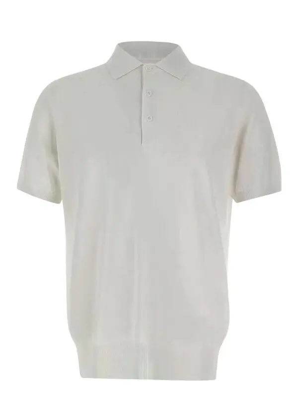 KANGRA Ribbed-edge Short-sleeve Polo Shirt - White